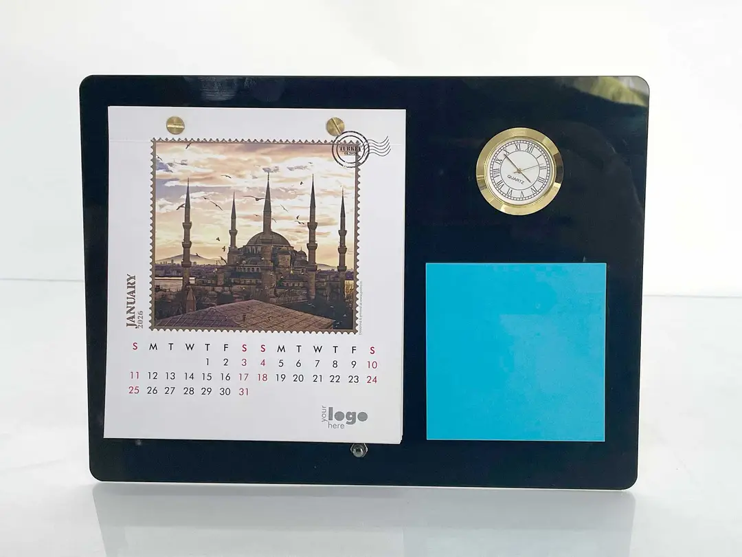 Acrylic Clock Desktop Calendar 2026 | Multi|Function Office Calendar ...