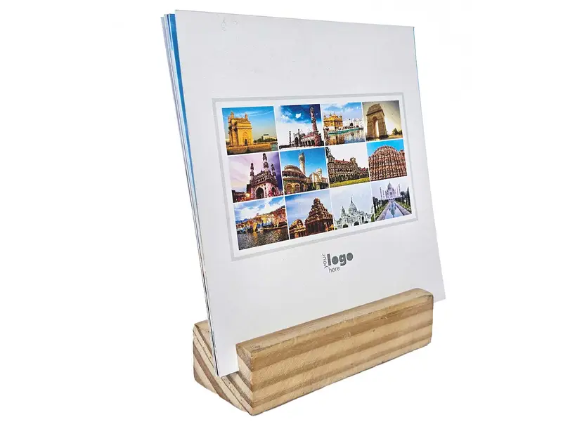 Wooden Base Square Calendar 2026 | Premium Desk Calendar Online | Printo