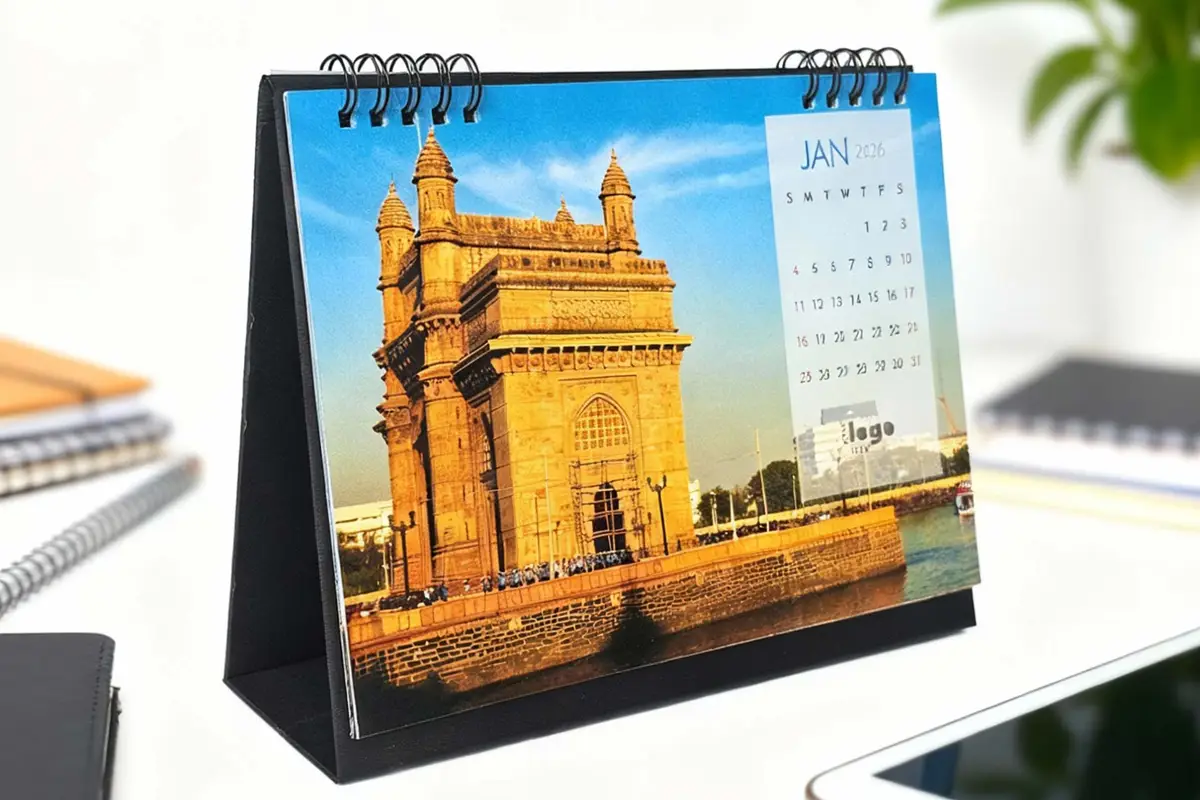 A5 Landscape Desktop Calendar 2026 | Compact Office Table Calendar | Printo