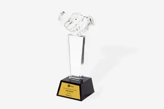 Glass Handshake Trophy | Buy Custom Gold Awards | Printo.in
