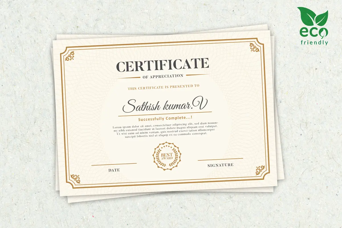 Premium Customizable Paper Certificates - Online - Printo.in