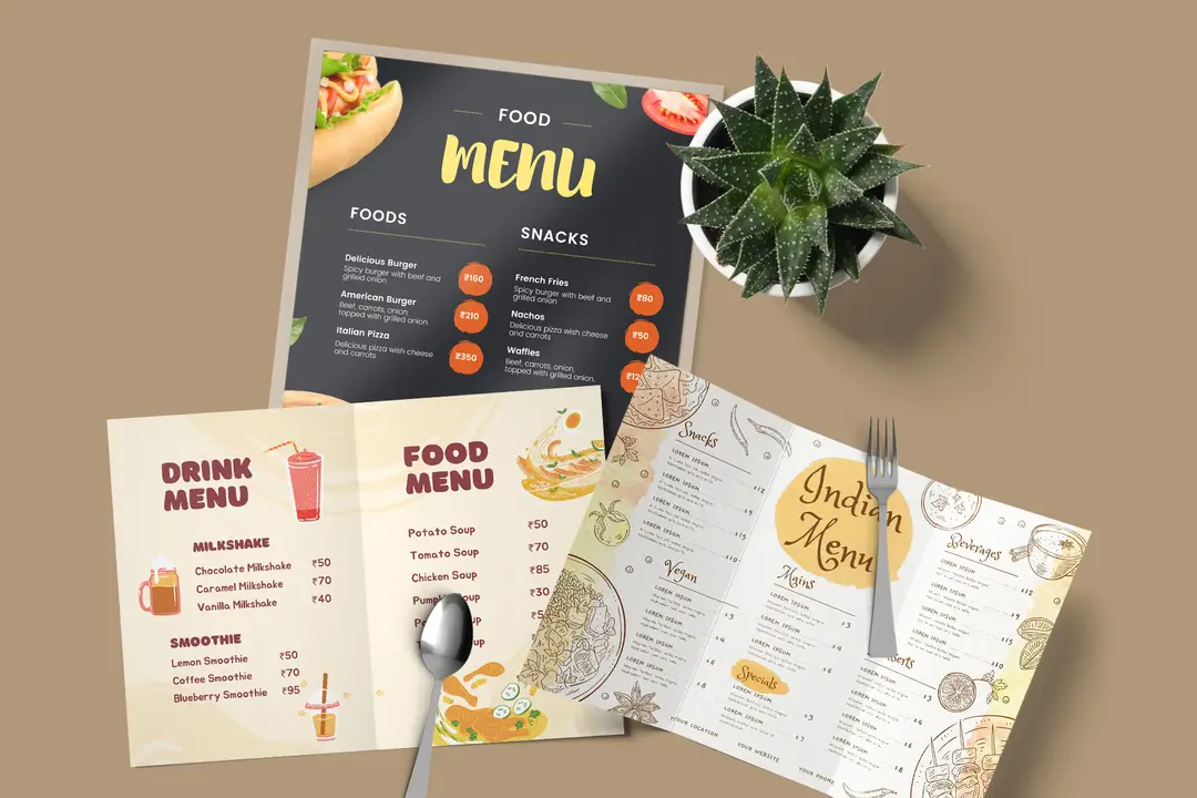 Custom Menu Cards Printing | Eatery Menus - Printo