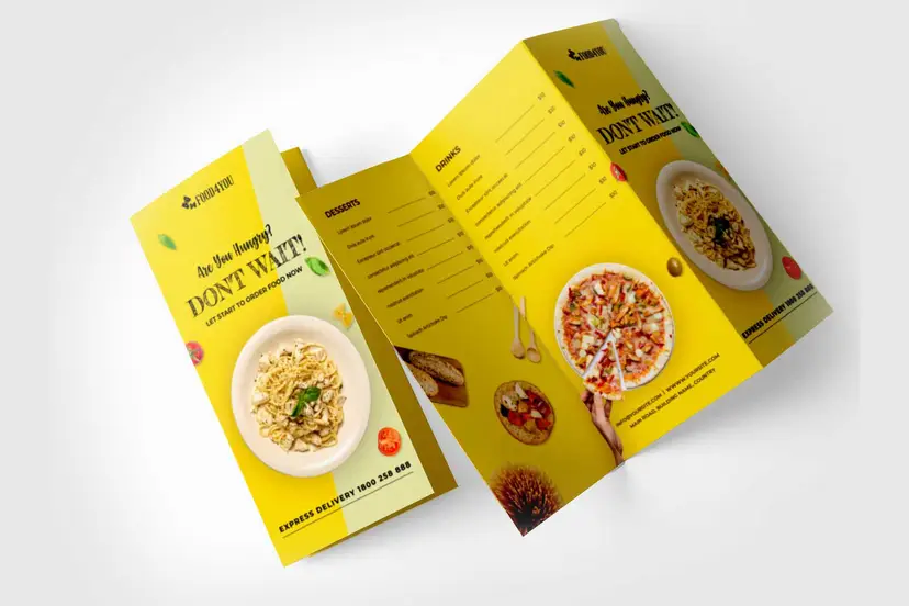 Custom Folded Menu Cards Printing Online | Printo.in