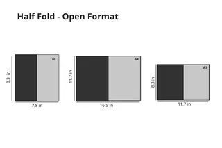 Design Half fold Brochures | Choose from 2 different sizes