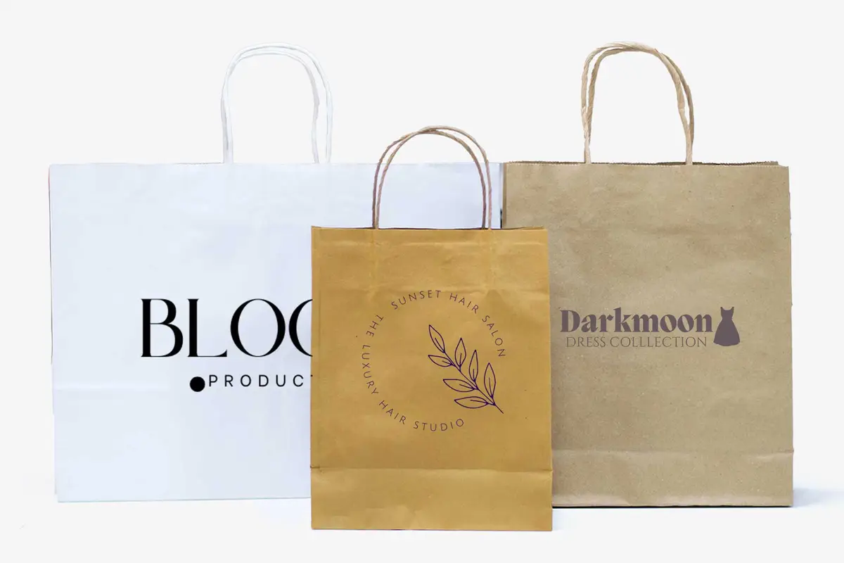 Custom Paper Bag Printing - Brown and White | Printo
