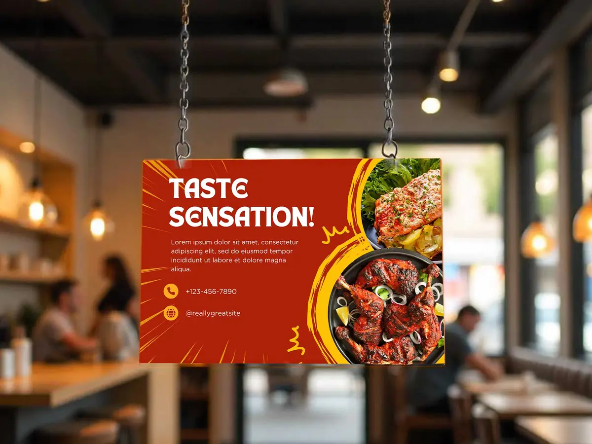 Hangingboard Displays - Custom Ceiling Hanging Signs | Printo.in